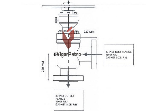 ANGLE VALVE, MANUAL ADJUSTABLE CHOCK, RTJ, AISI410 SS BODY, 3" 900 ...