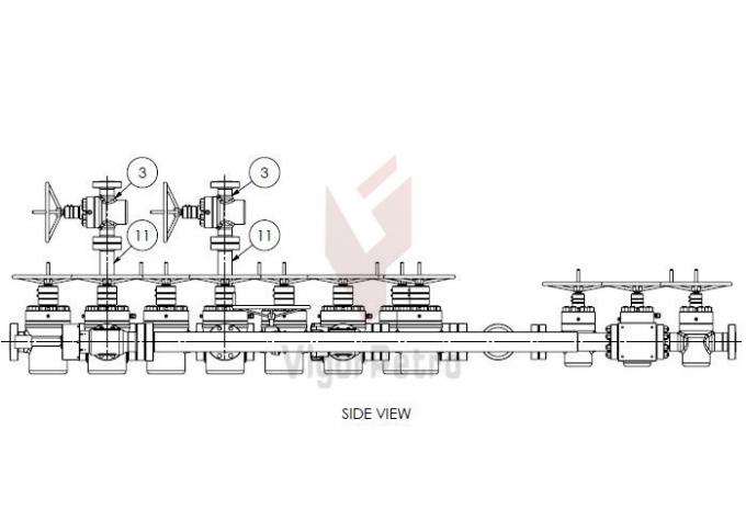 API 16C CHOKE MANIFOLD ASSY. 3 1/16"-15K X 3 1/16"-10K PSI W.P. H2S ...